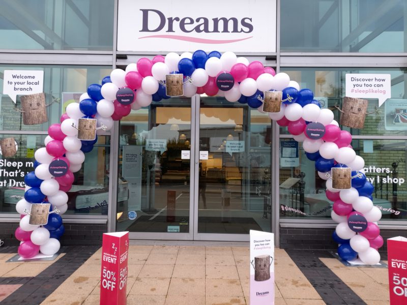 Balloon Arch Installation – Dreams, Brent Cross | B-Loony Ltd